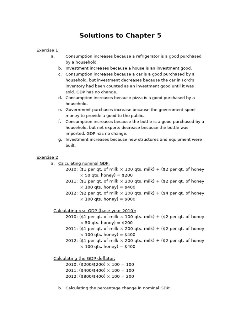 Macro Chapter 5 Solutions(1) | PDF | Gross Domestic Product | Real Gross Domestic Product