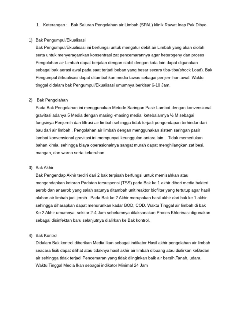 Pengolahan Air Limbah Klinik Pak Dibyo | PDF