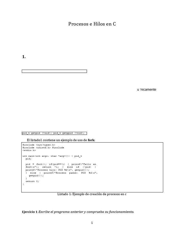 Procesos e Hilos en C | PDF | Puntero (Programación de computadora) | Ciencias de la Computación