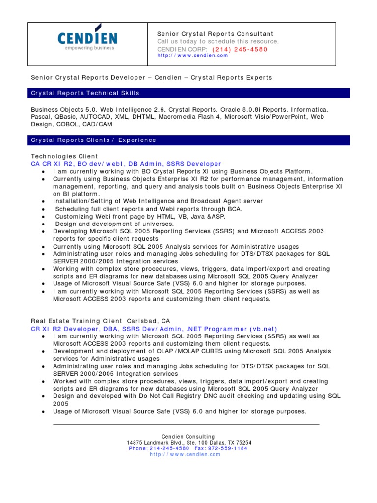 005 Crystal-Reprots Consultant | PDF | Microsoft Sql Server | Active Server Pages