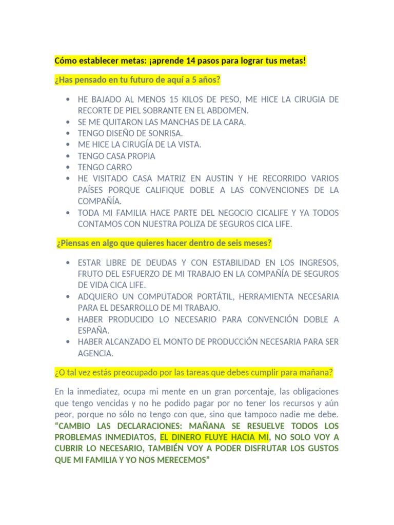 Como Establecer Metas | PDF | Objetivo | Marketing