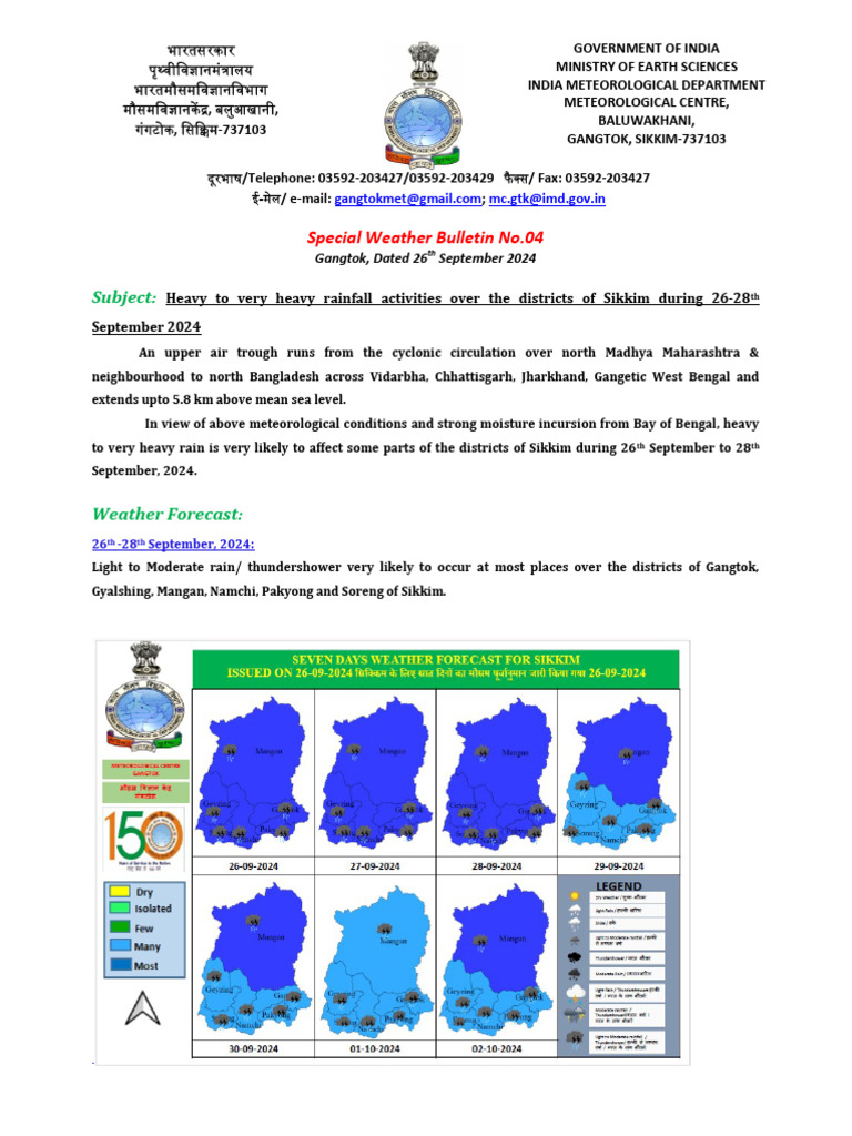 Subject:: Special Weather Bulletin No.04 | PDF | Rain | Weather