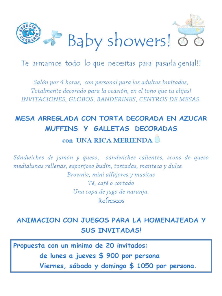 Propuesta Baby Showers en Salon 2018 | PDF | Alimentos
