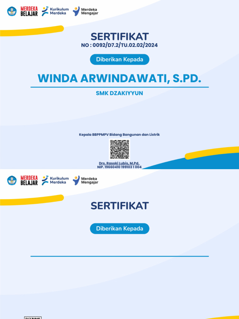 SERTIFIKAT Literasi Numerasi Winda | PDF