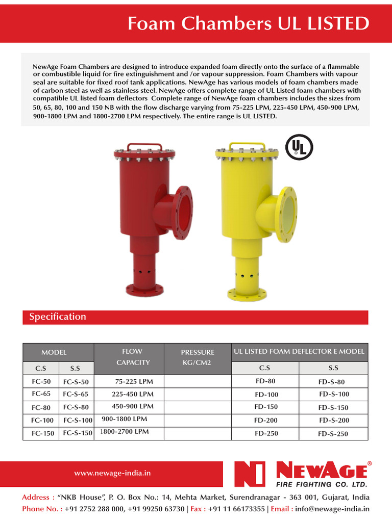 UL Listed Foam Chambers Specifications | PDF