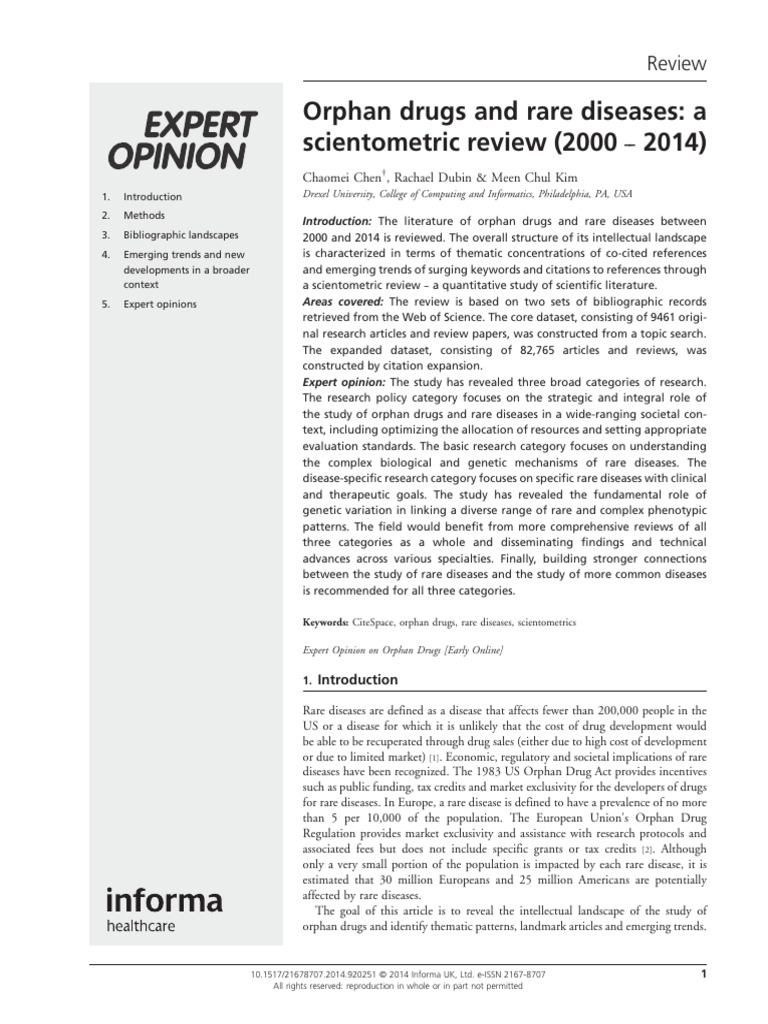 9-Orphan Drugs and Rare Diseases A Scientometric Review (2000-2014 ...