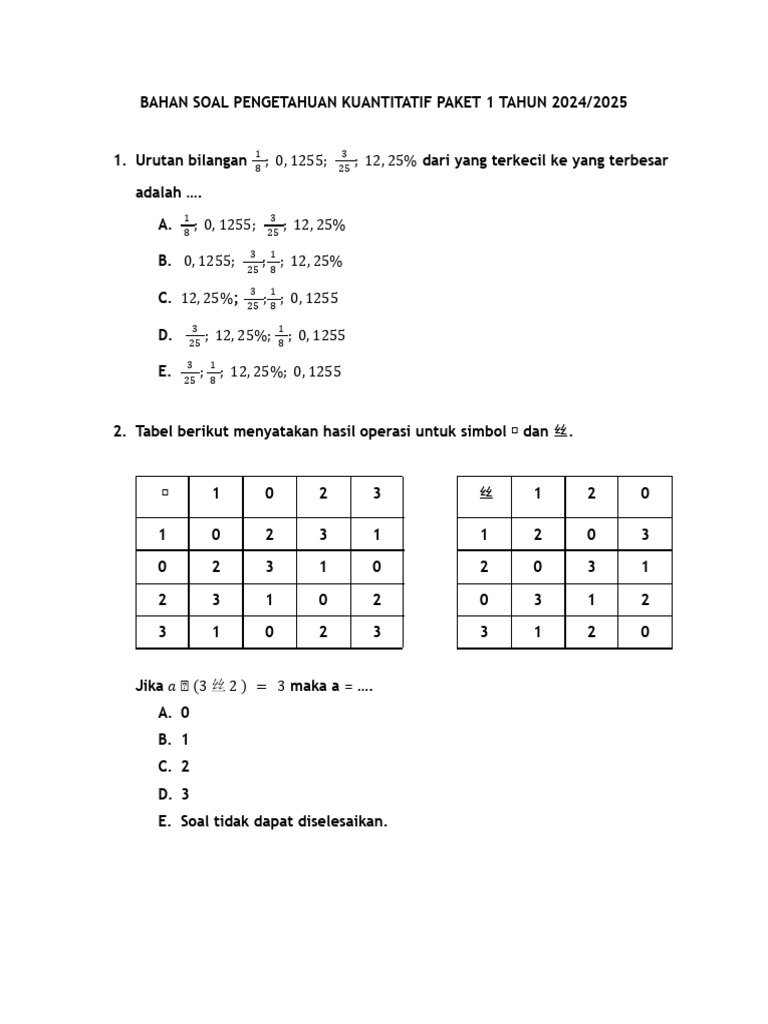 Tps 8 Soal Pengetahuan Kuantitatif 2 TP 2024 - 2025 | PDF | Metode & Bahan Ajar