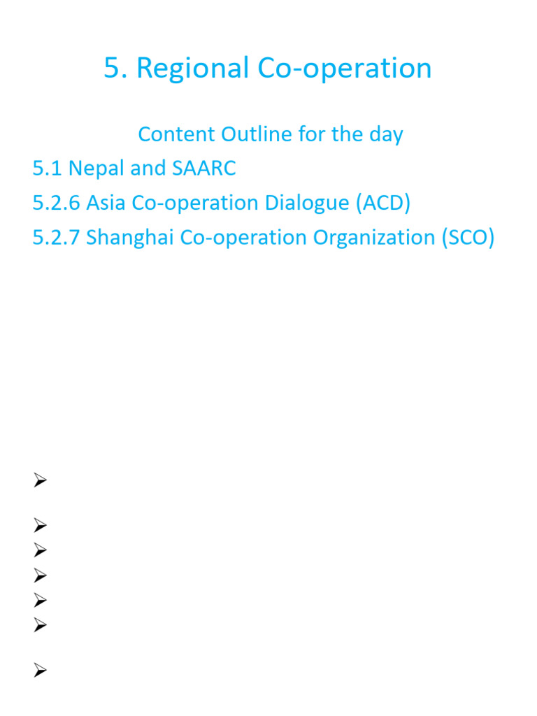 Regional Coop SAARC and Nepal ACD & SCO 5.1, 5.2.6 & 7 | PDF | European ...