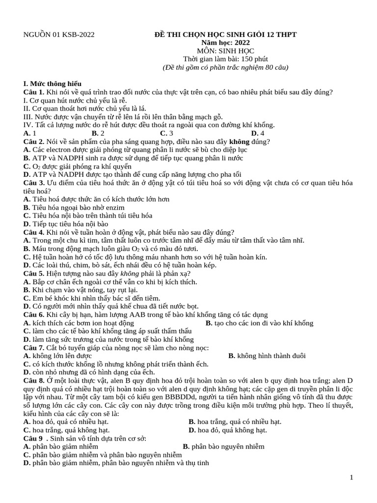 Đề HSG 12 THPT | PDF