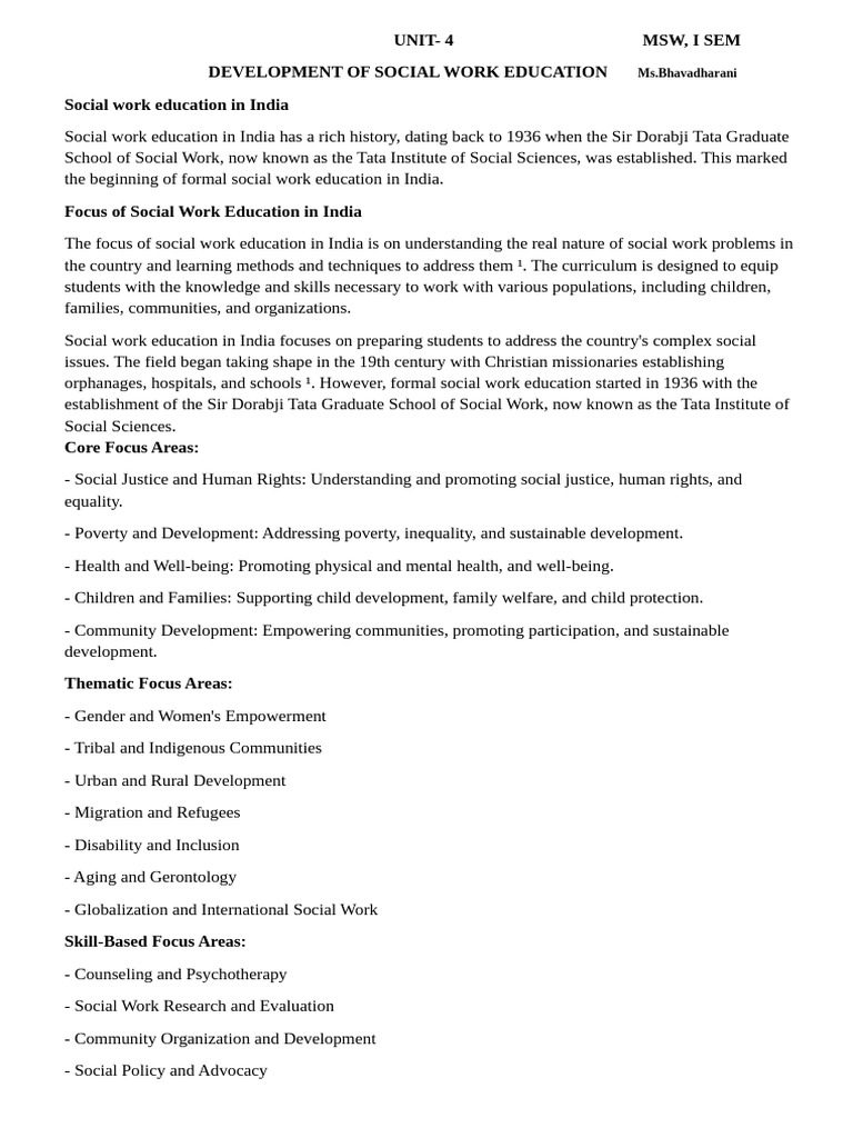 Evolution of Social Work Education in India | PDF | Social Work ...