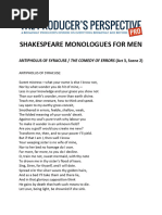 Shakespearean Monologues for Auditions | PDF