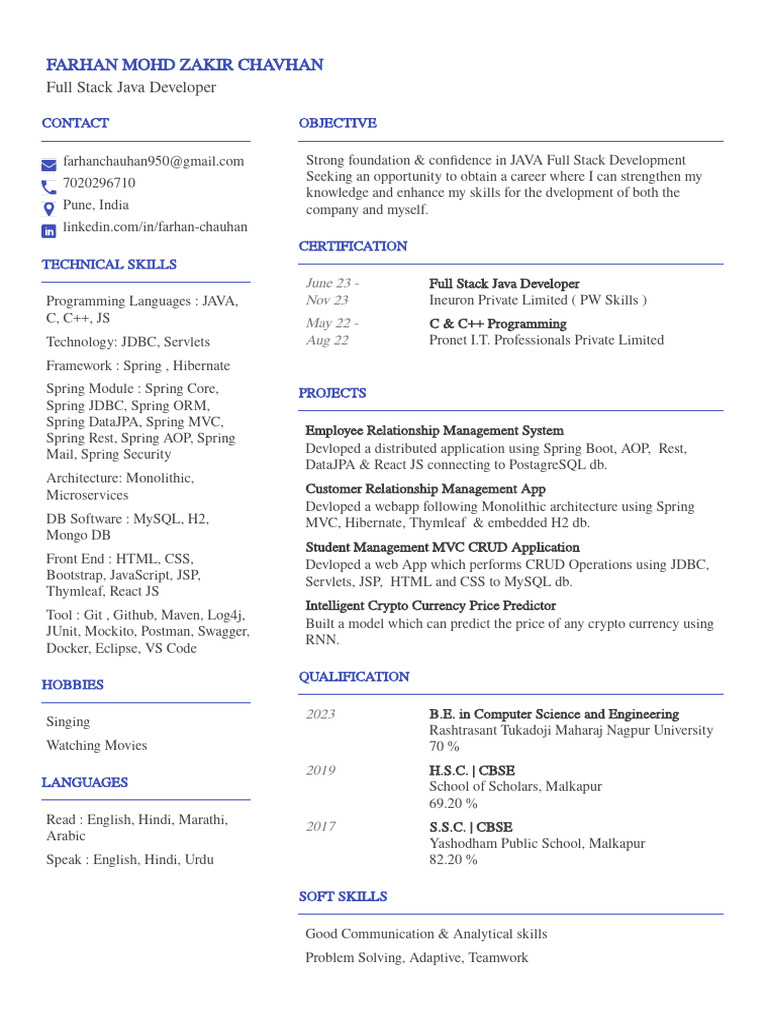 Final CV-IV | PDF | Java (Programming Language) | Computing