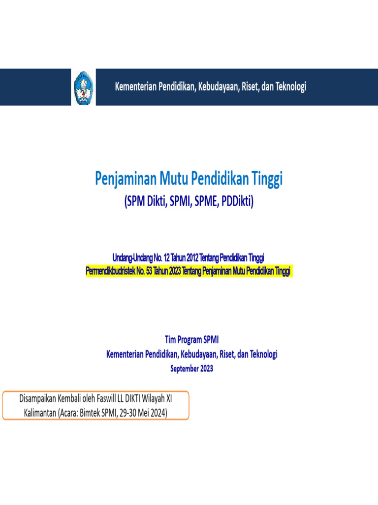 Penjaminan Mutu Pendidikan Tinggi OK | PDF