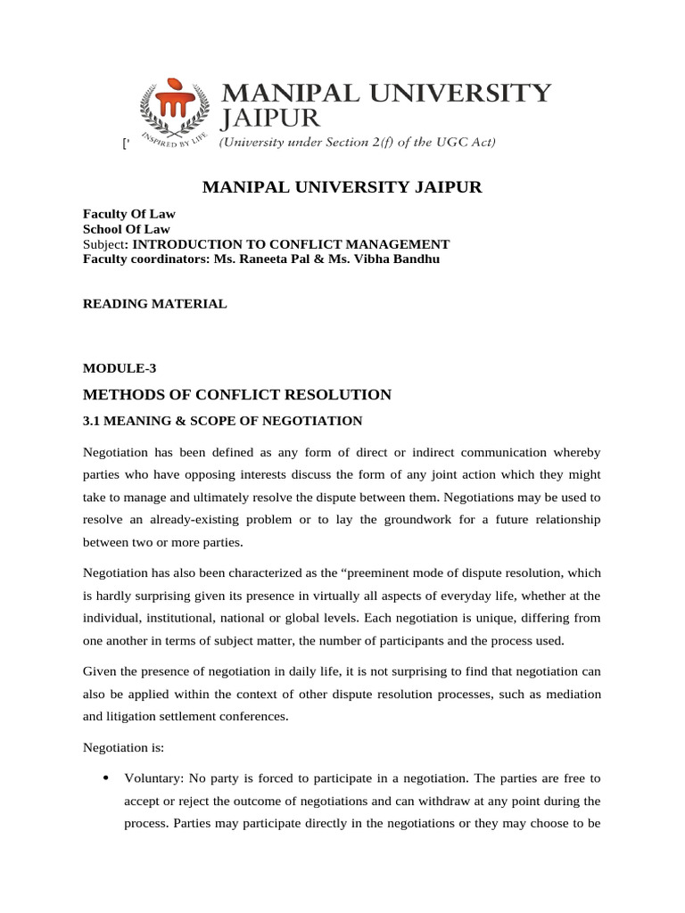 MODULE 3 | PDF | Mediation | Negotiation