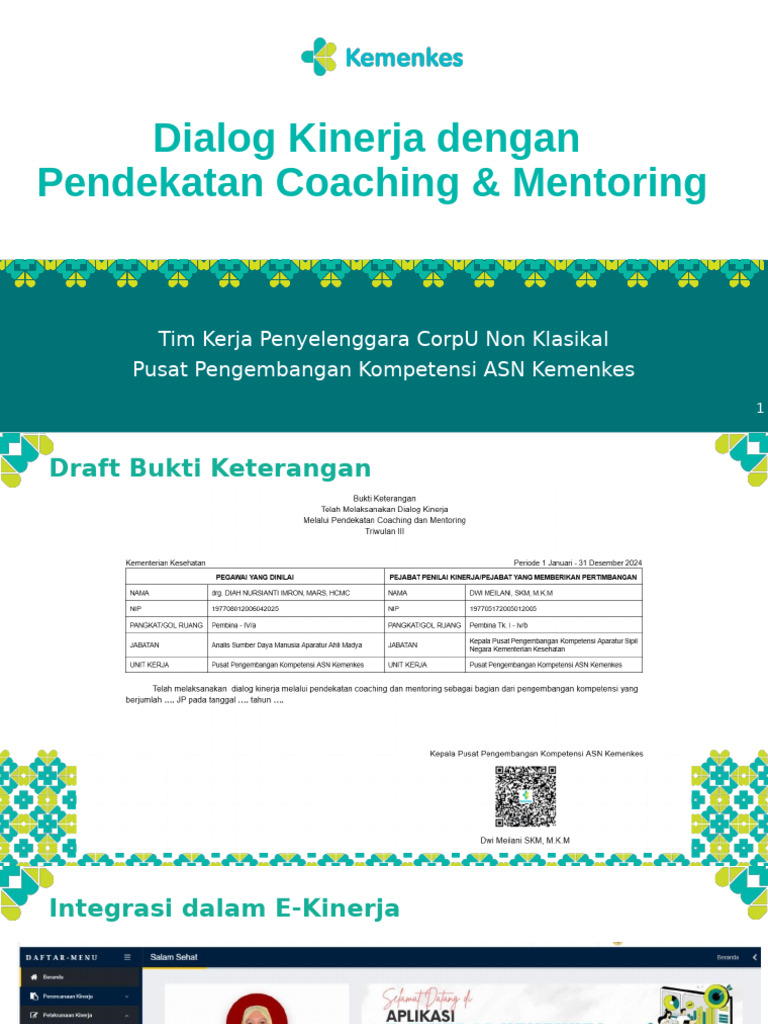 Dialog Kinerja & Coaching Mentoring Kemenkes | PDF