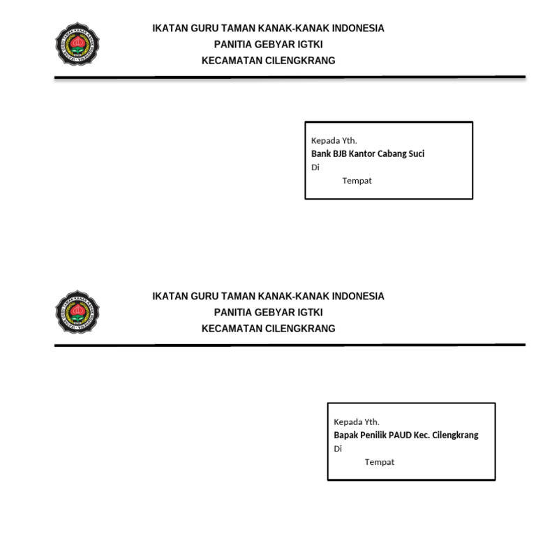 Amplop Gebyar Igtk | PDF