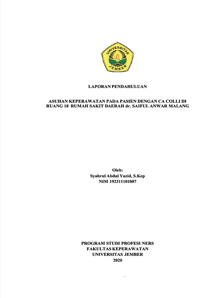 PDF Laporan Pendahuluan Ca Colli - Compress | PDF | Technology & Engineering