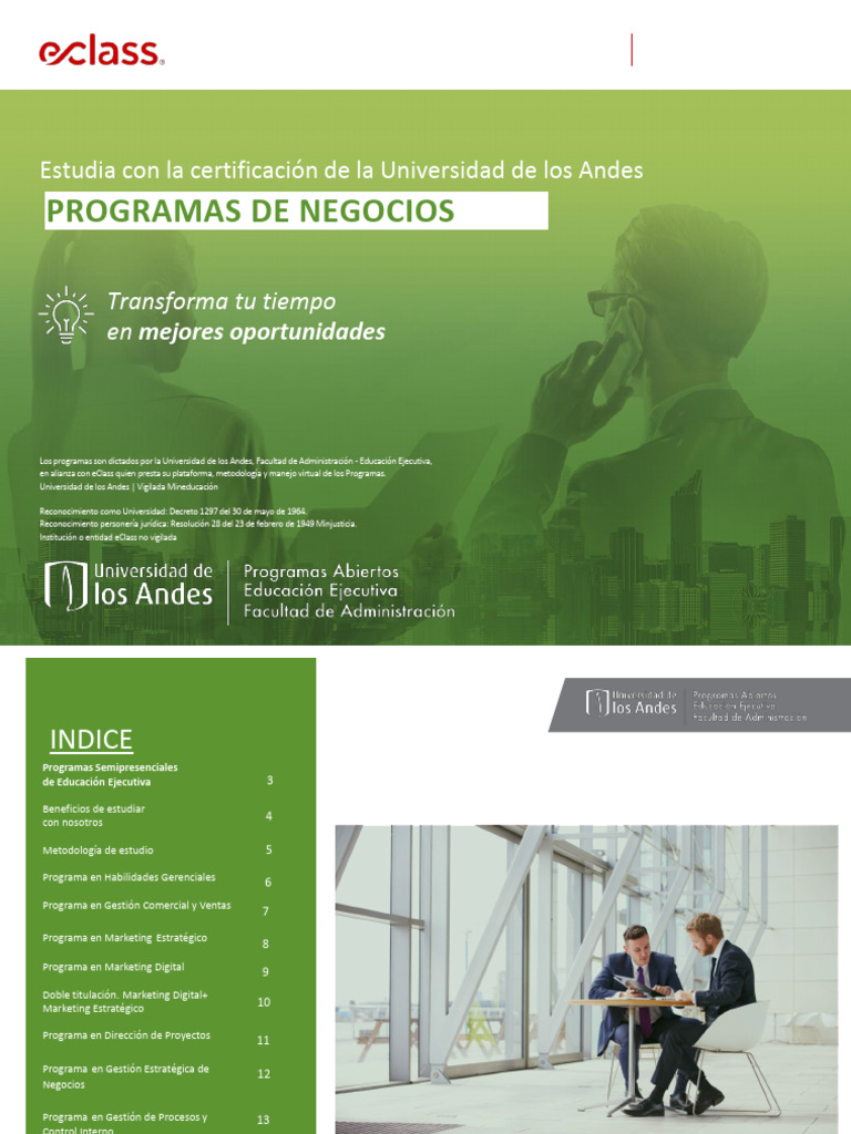 Brochure Programas - Eclass Universidad de Los Andes | PDF | Marketing | Business