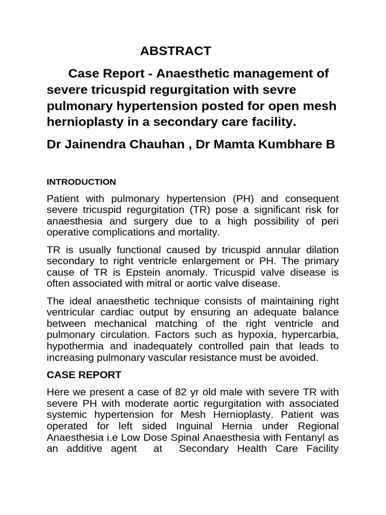 Case Report Anaesthesia - 071705 | PDF