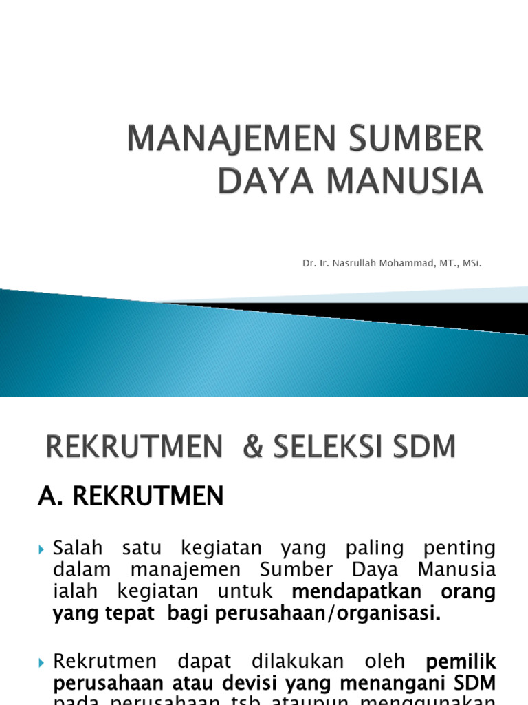 Rekrutmen Dan Seleksi SDM | PDF | Karier & Perkembangan