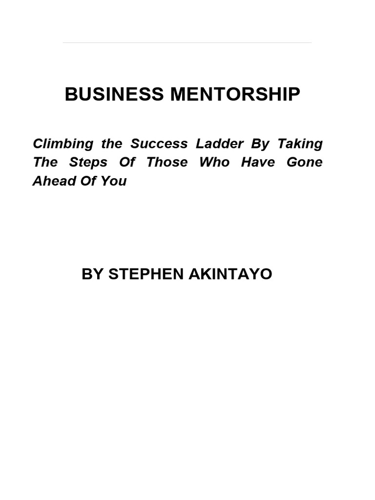 Business Mentorship Pdf Mentorship Business