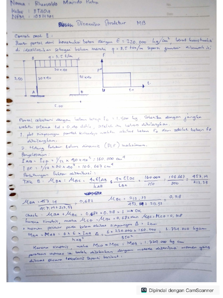 Rheovaldo Maindo Putra - 10321301 - 3TA04 - Dinamika Struktur M13 | PDF