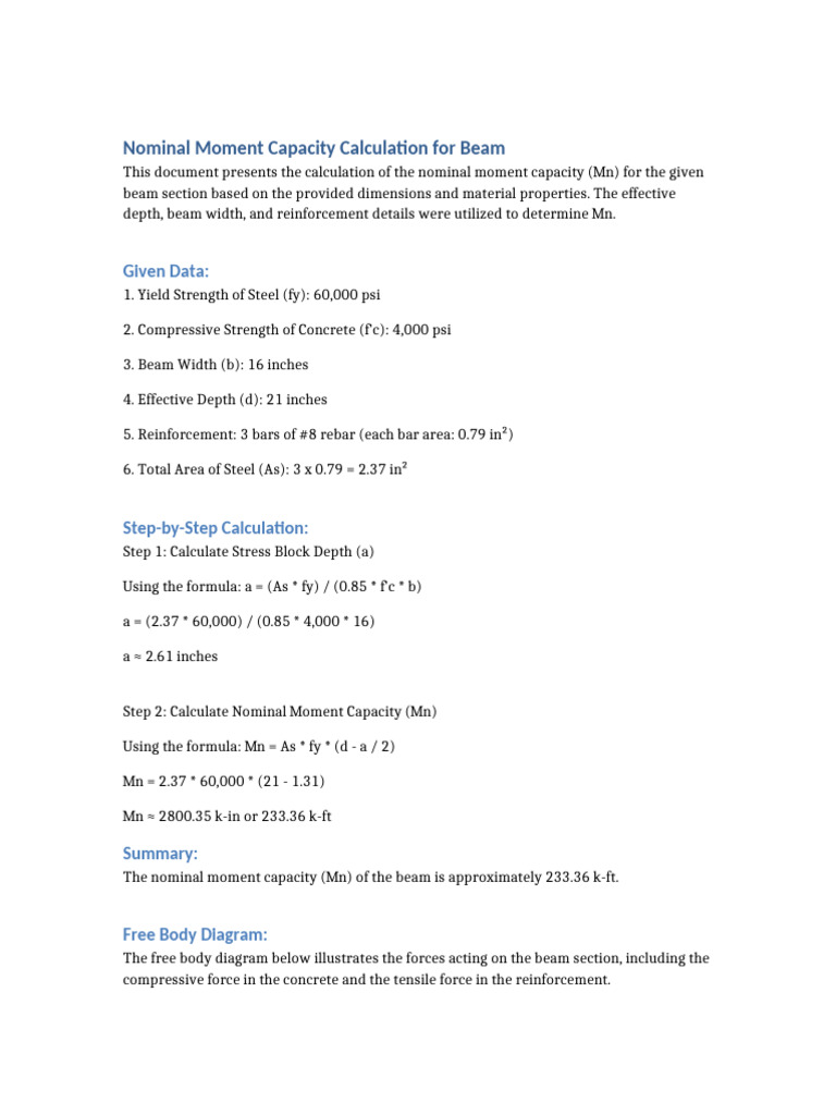 Beam Nominal Moment Capacity Calculation | PDF | Science & Mathematics ...