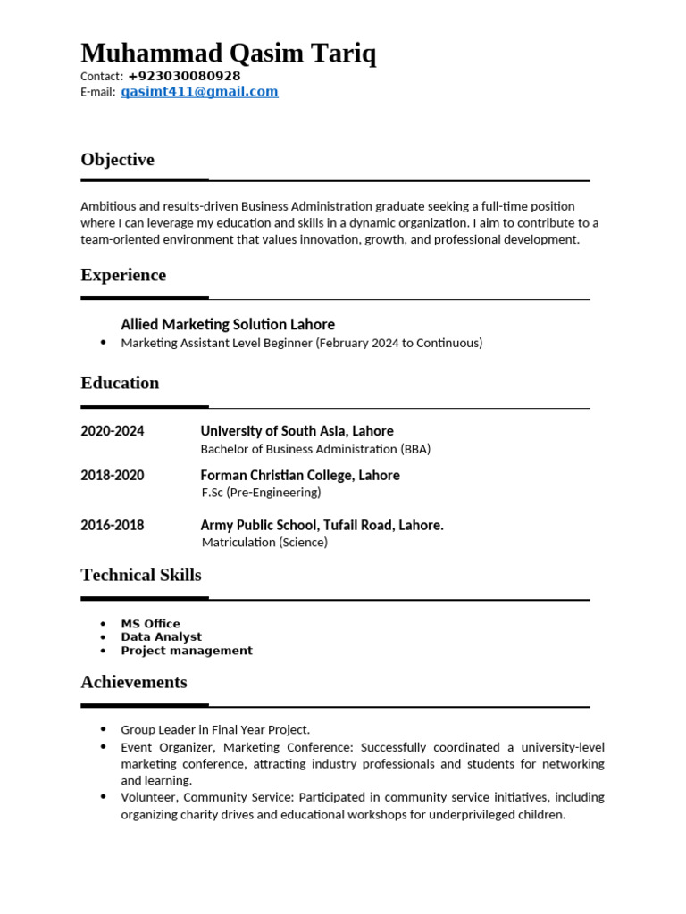 Qasim Resume | PDF