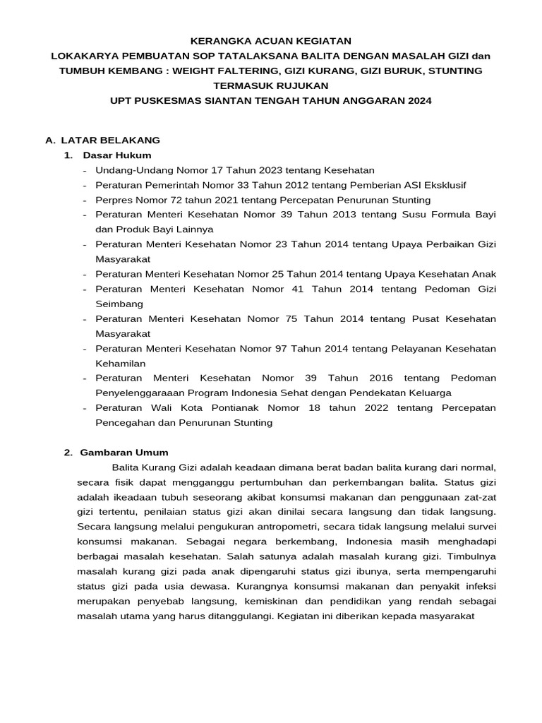 KAK Lokakarya SOP 2024 | PDF