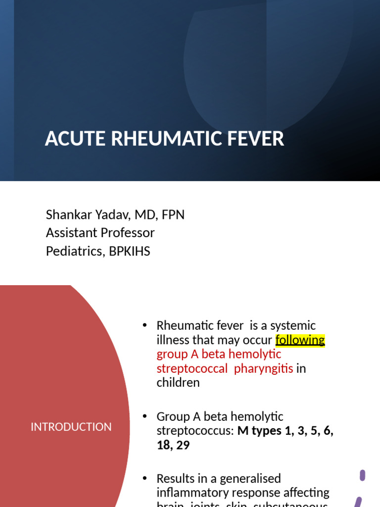 Acute Rheumatic Fever Yadav SP | PDF | Streptococcus | Medicine