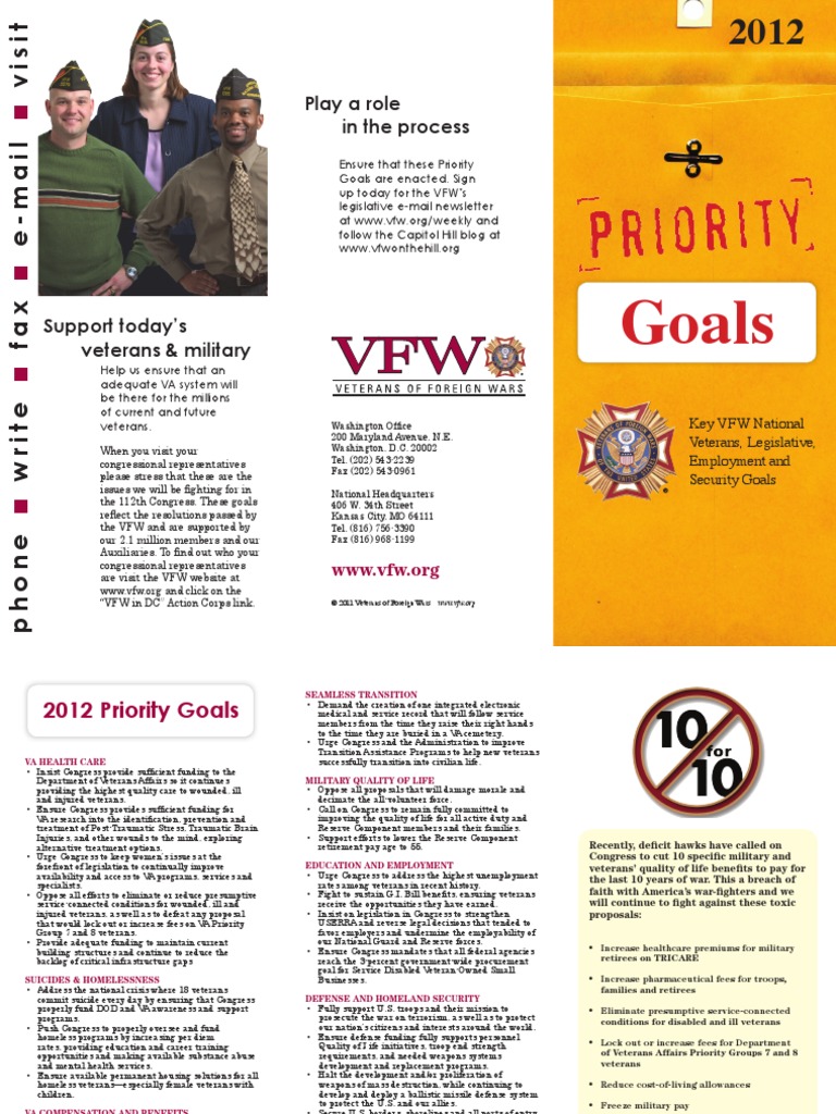 2012 Priority Goals Brochure-1 | PDF | Veteran | United States Congress