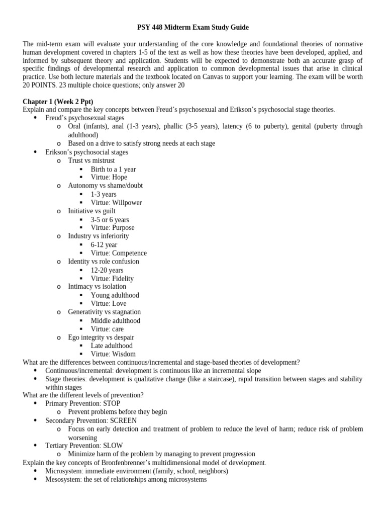 PSY 448 Midterm Study Guide | PDF | Emotions | Attachment Theory