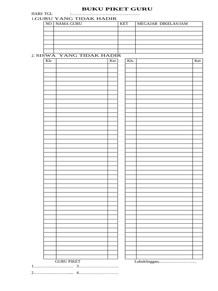 Buku Piket Guru | PDF