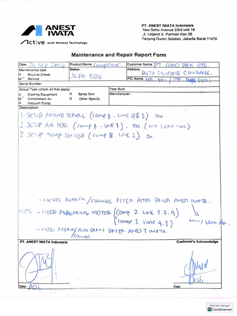 Service Report Aono 25.09.2024 | PDF
