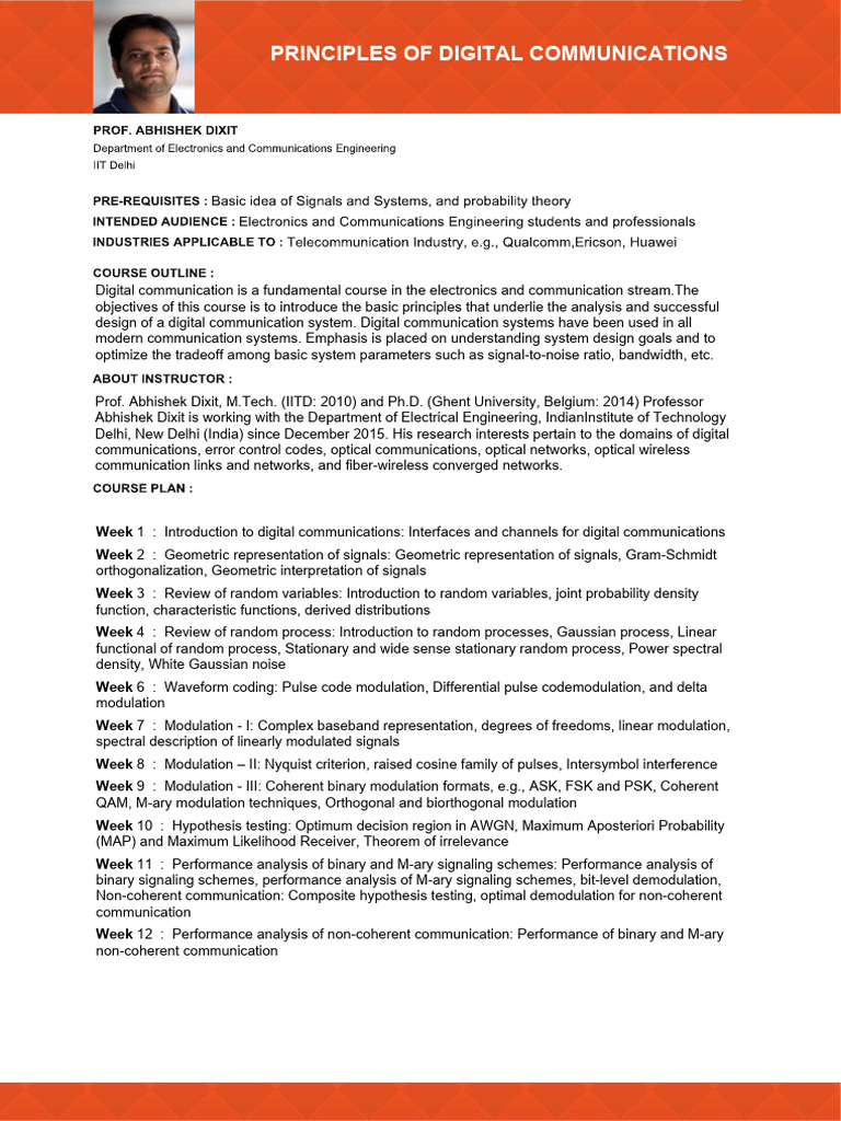 Principles of Digital Communications: Week Week Week Week Week Week ...