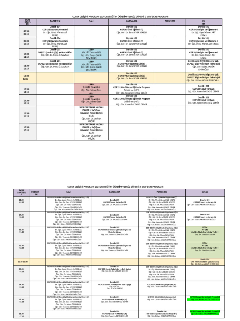 Ders Programi 2IxBqBU | PDF