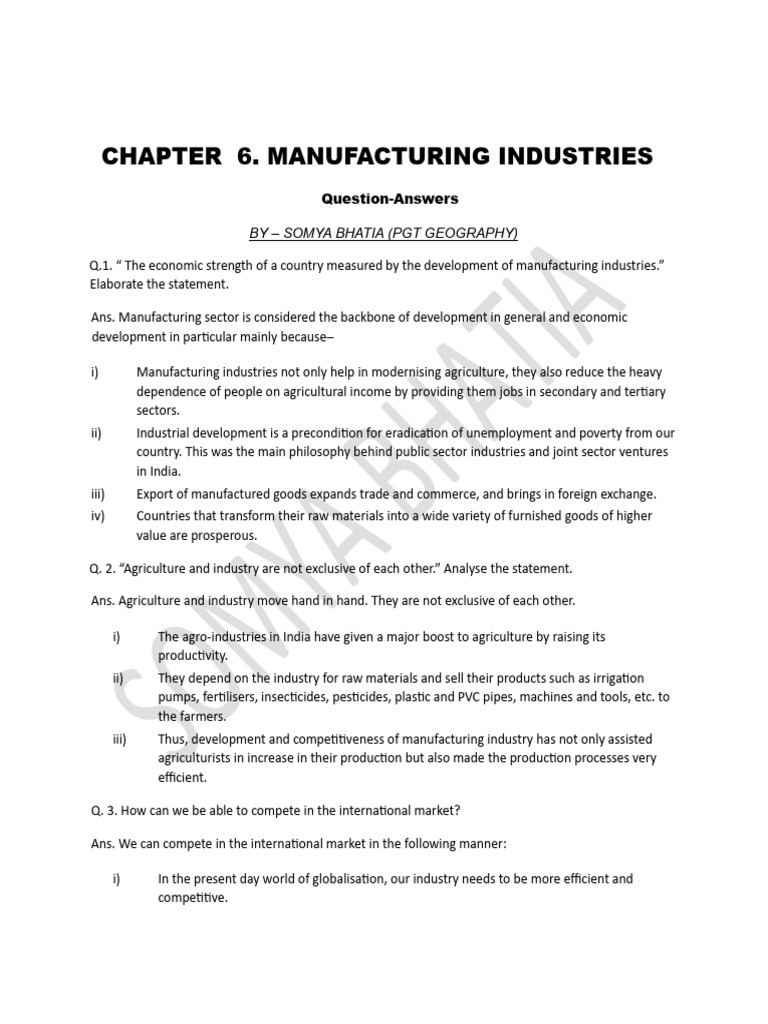 Ch6 Manufacturing Industries Final | PDF | Fertilizer | Pollution
