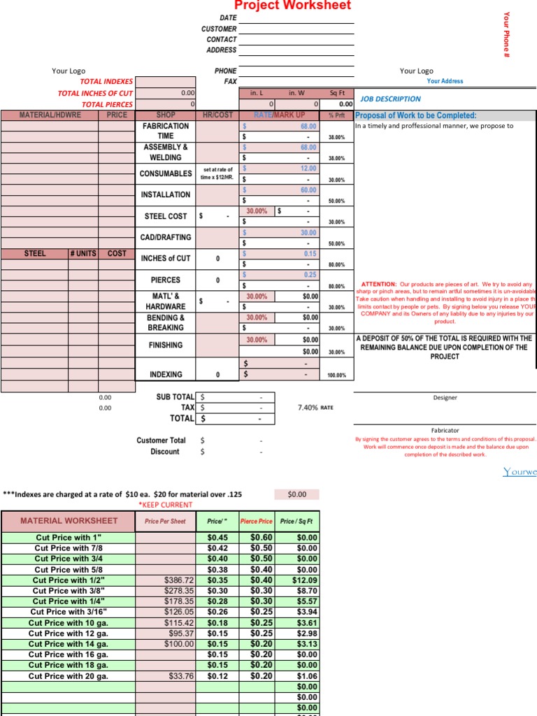 Project Proposal for Custom Fabrication and Installation of Metal ...