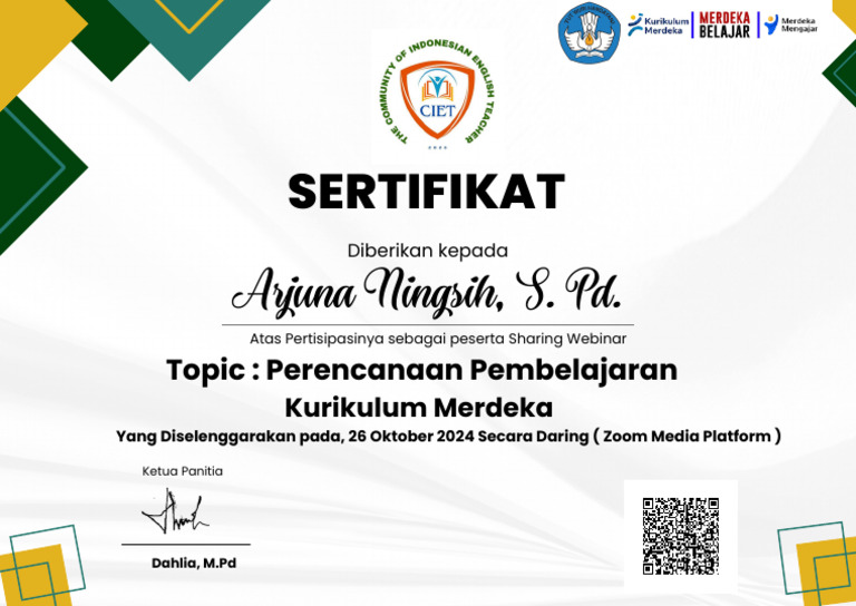 Sertifikat Webinar - 20241028 - 103819 - 0000 | PDF
