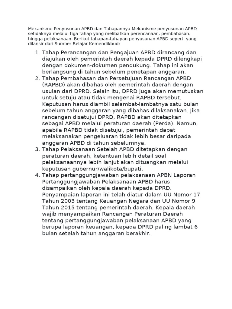 Mekanisme Penyusunan APBD | PDF