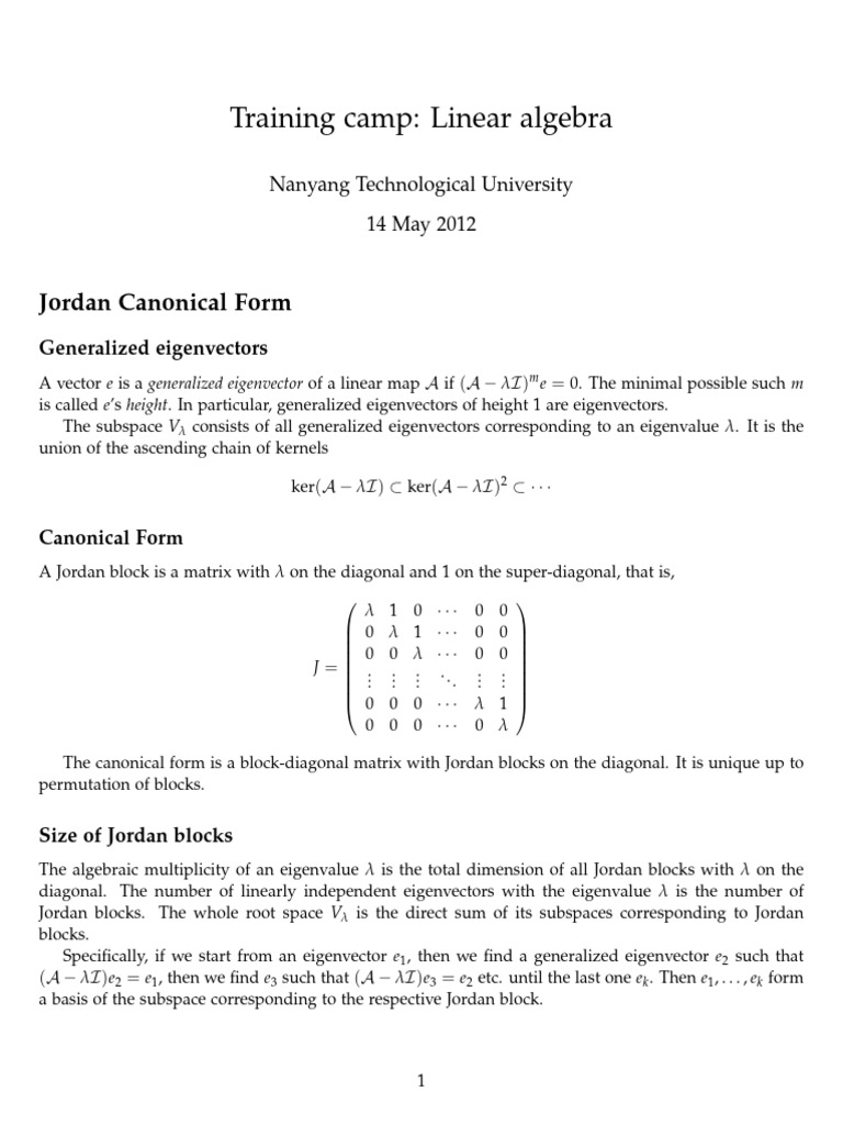 camp_2016_lin_algebra | PDF | Eigenvalues And Eigenvectors | Matrix (Mathematics)
