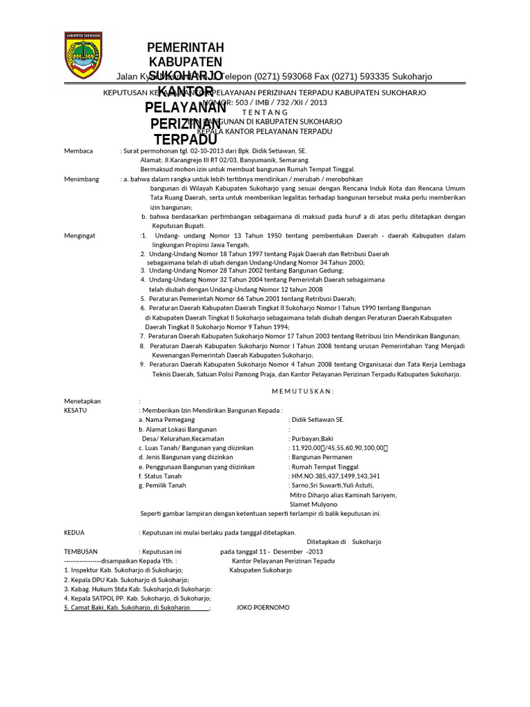 Izin Bangunan SKHJ | PDF