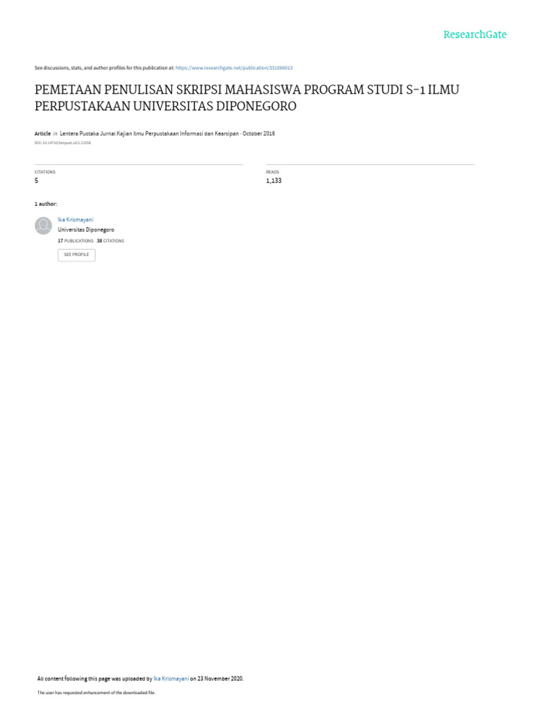 Pemetaan Penulisan Skripsi Mahasiswa Program Studi | PDF | Seni & Disiplin Bahasa | Sains ...