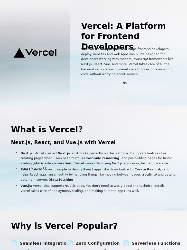 Vercel A Platform For Frontend Developers | PDF | Web Application | World Wide Web