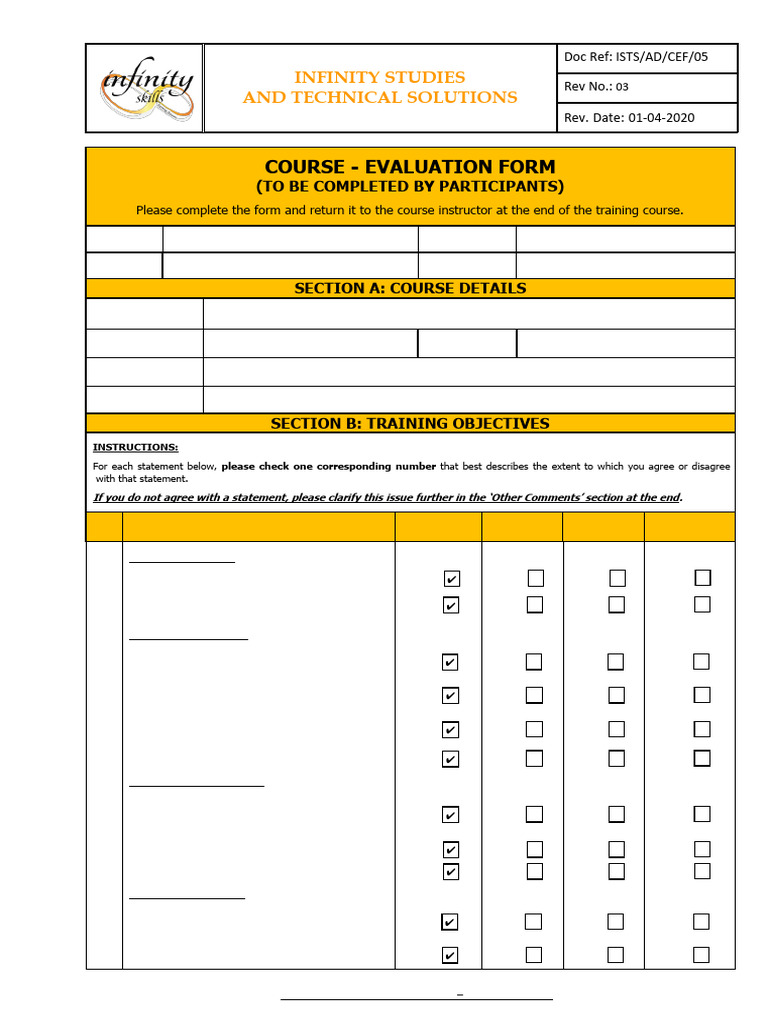 Course Evaluation Form for NEBOSH Training | PDF