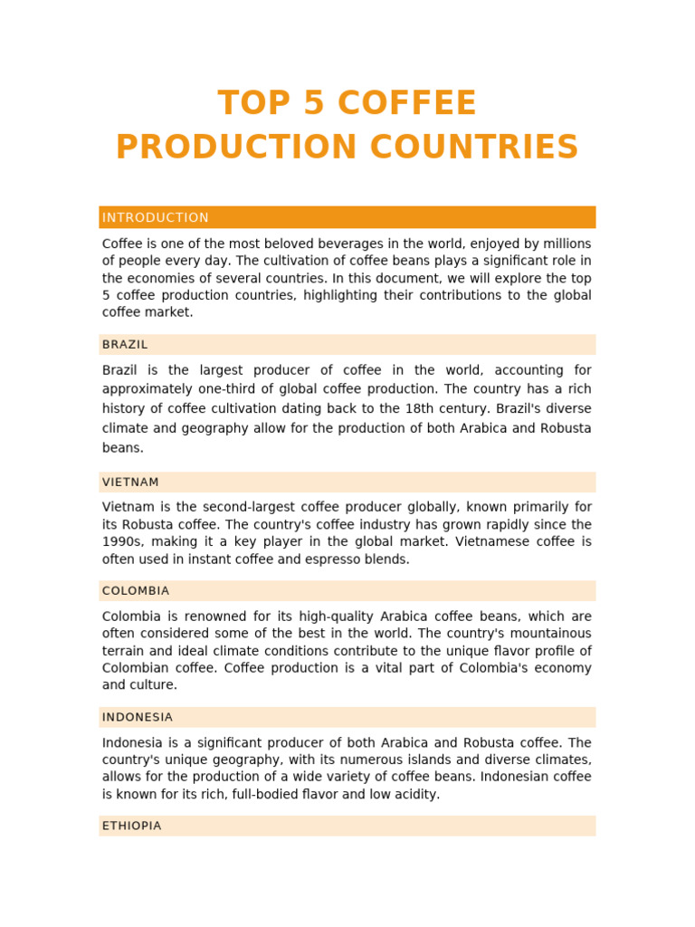 PROJECT 3 Top - 5 - Coffee - Production - Countries | PDF | Coffee ...
