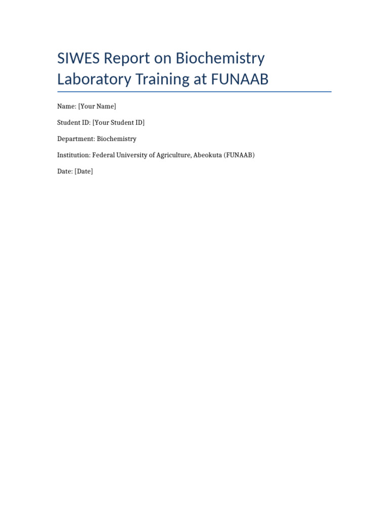 SIWES Report Biochemistry FUNAAB Complete | PDF | Spectrophotometry | Antioxidant