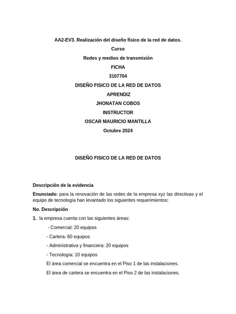 Diseno Fisico de La Red de Datos | PDF | Conmutador de red | Protocolos de internet