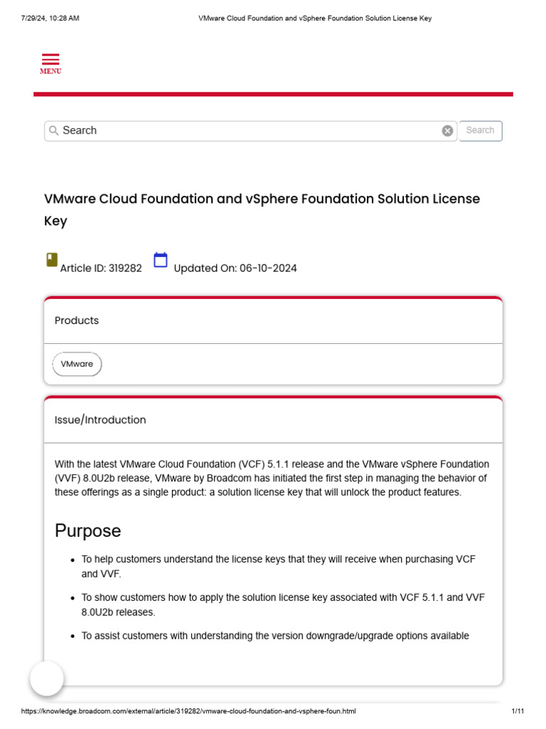 VMware Cloud Foundation and Vsphere Foundation Solution License Key | PDF | V Mware | Computer ...