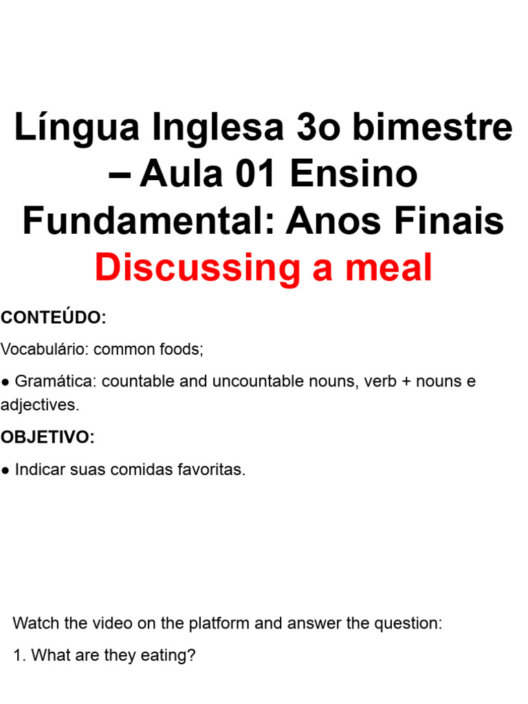 English Lesson: Favorite Foods & Grammar | PDF